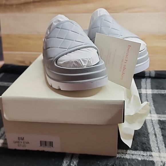 J/SLIDES | Shoes | Jslides Quilted Grey Platform Sandals Womens Size 8 ...
